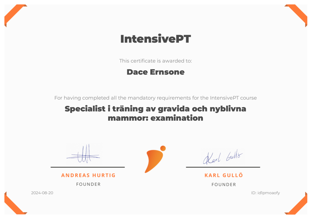 IntensivePT Certificate - We were born to be strong
